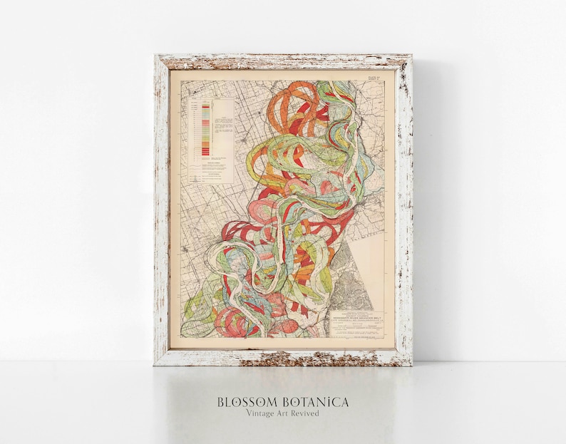 Vintage Mississippi River Map Harold Fisk Map Colorful Map - Etsy