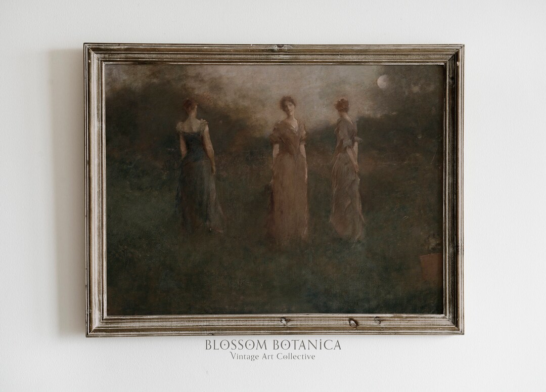 Three Garden Nymphs, Dark Cottagecore Aesthetic, Dark Academia Oil ...