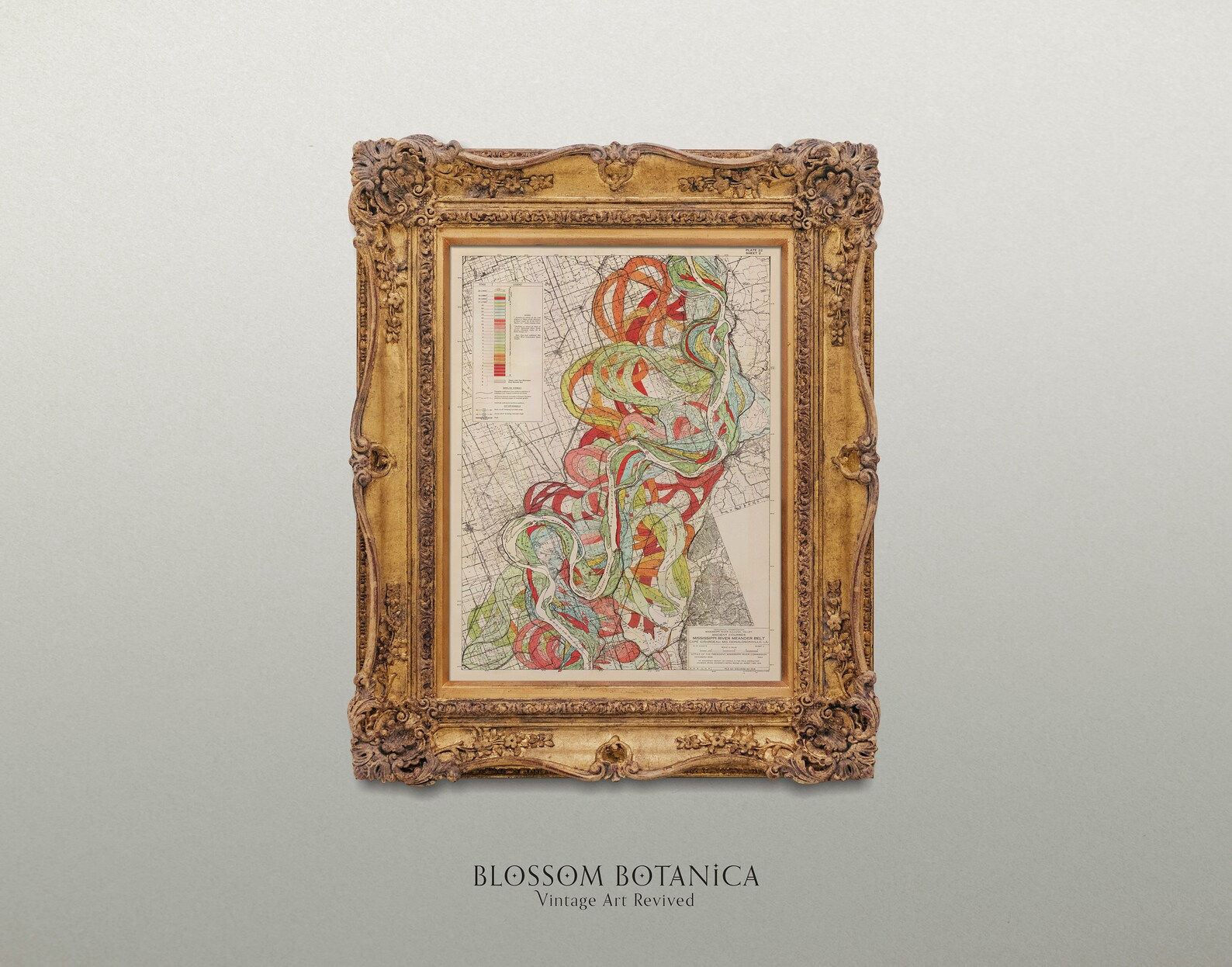 Vintage Mississippi River Map Harold Fisk Map Colorful Map - Etsy