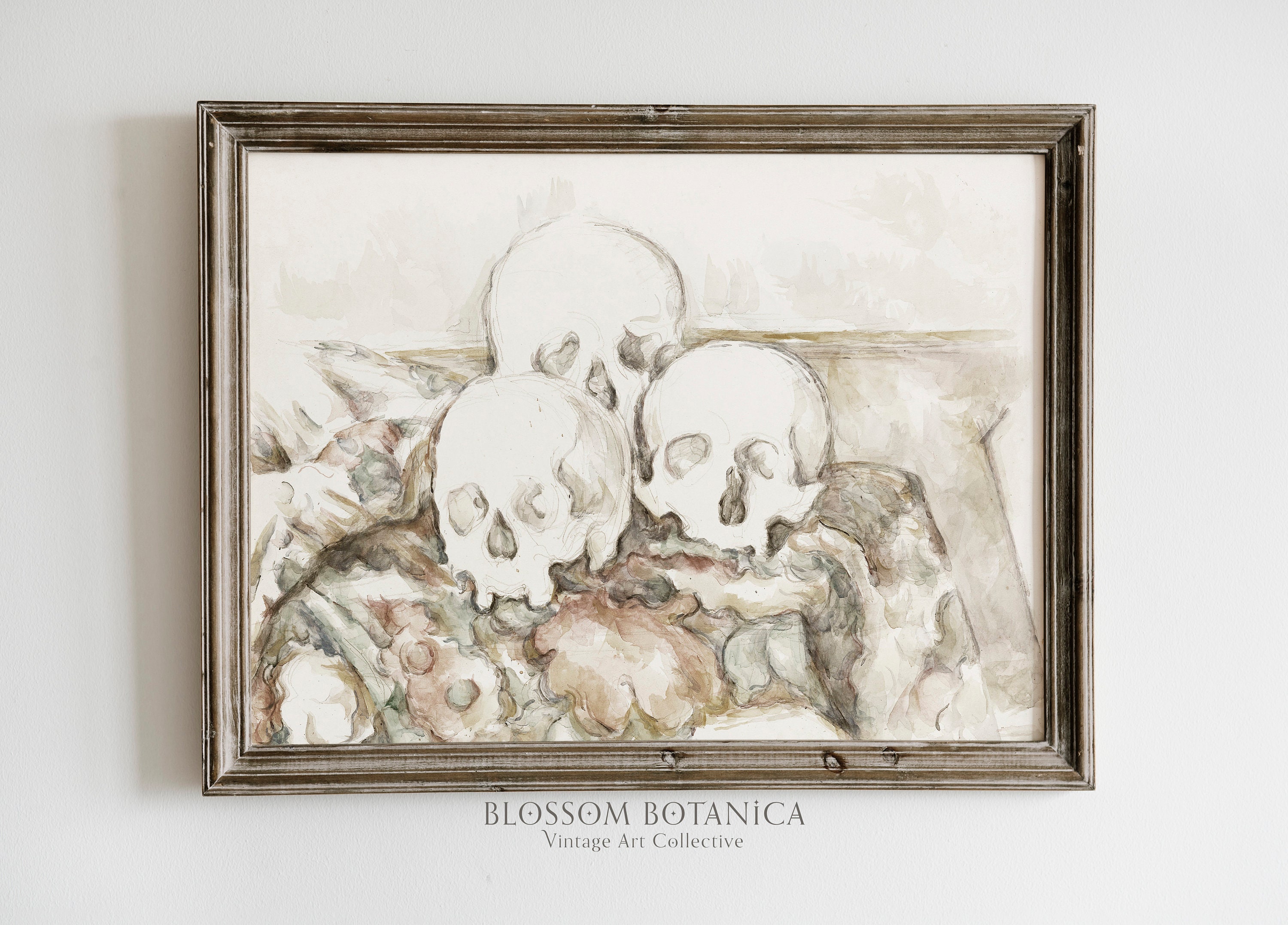 Vintage Skull Still Life, Gothic Art Print, Dark Academia Aesthetic ...