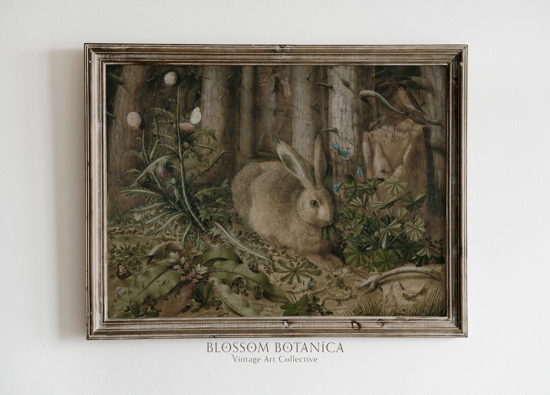 Vintage Magical Rabbit, A Hare in the Forest, Hans Hoffmann, Painting ...