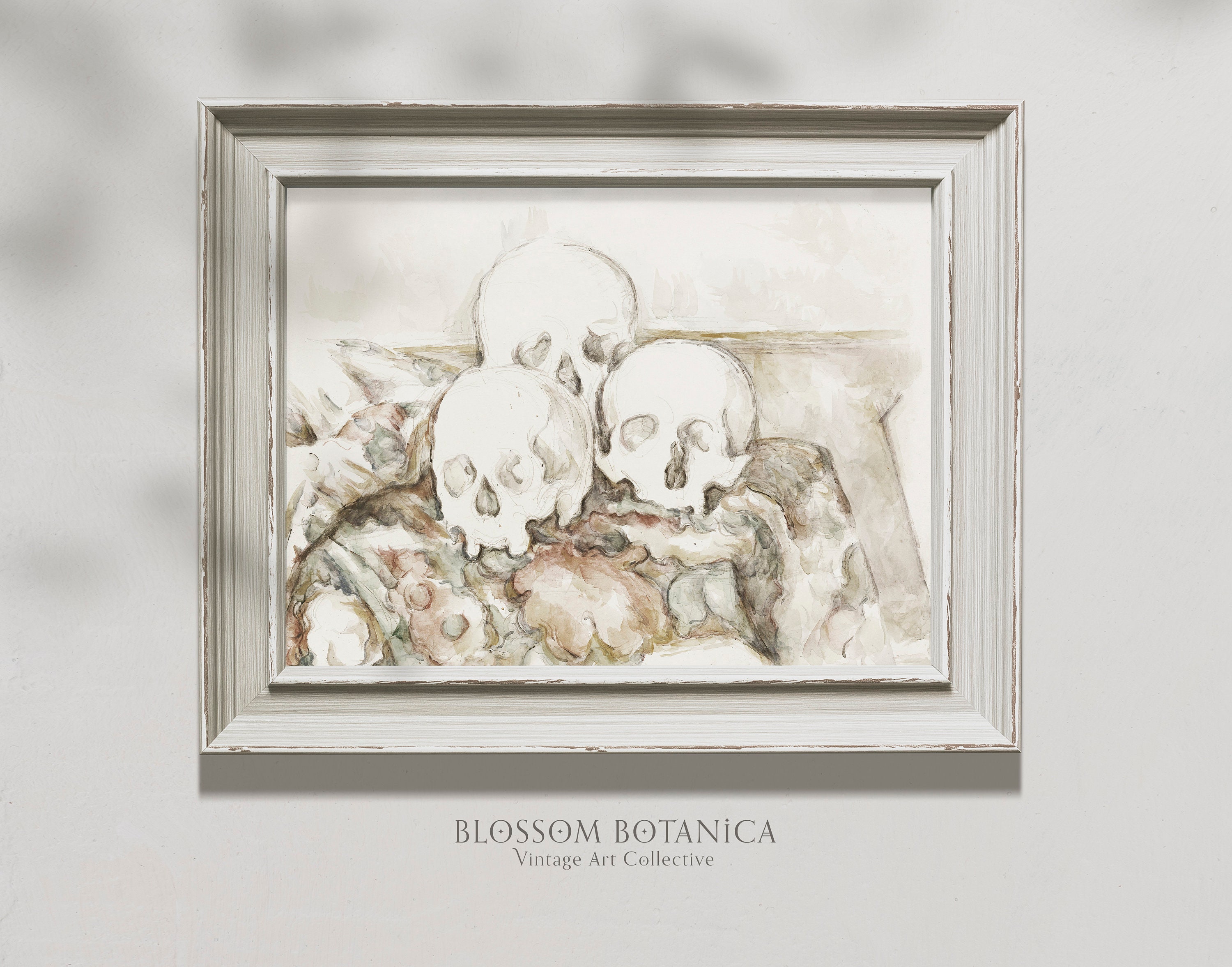 Vintage Skull Still Life, Gothic Art Print, Dark Academia Aesthetic ...
