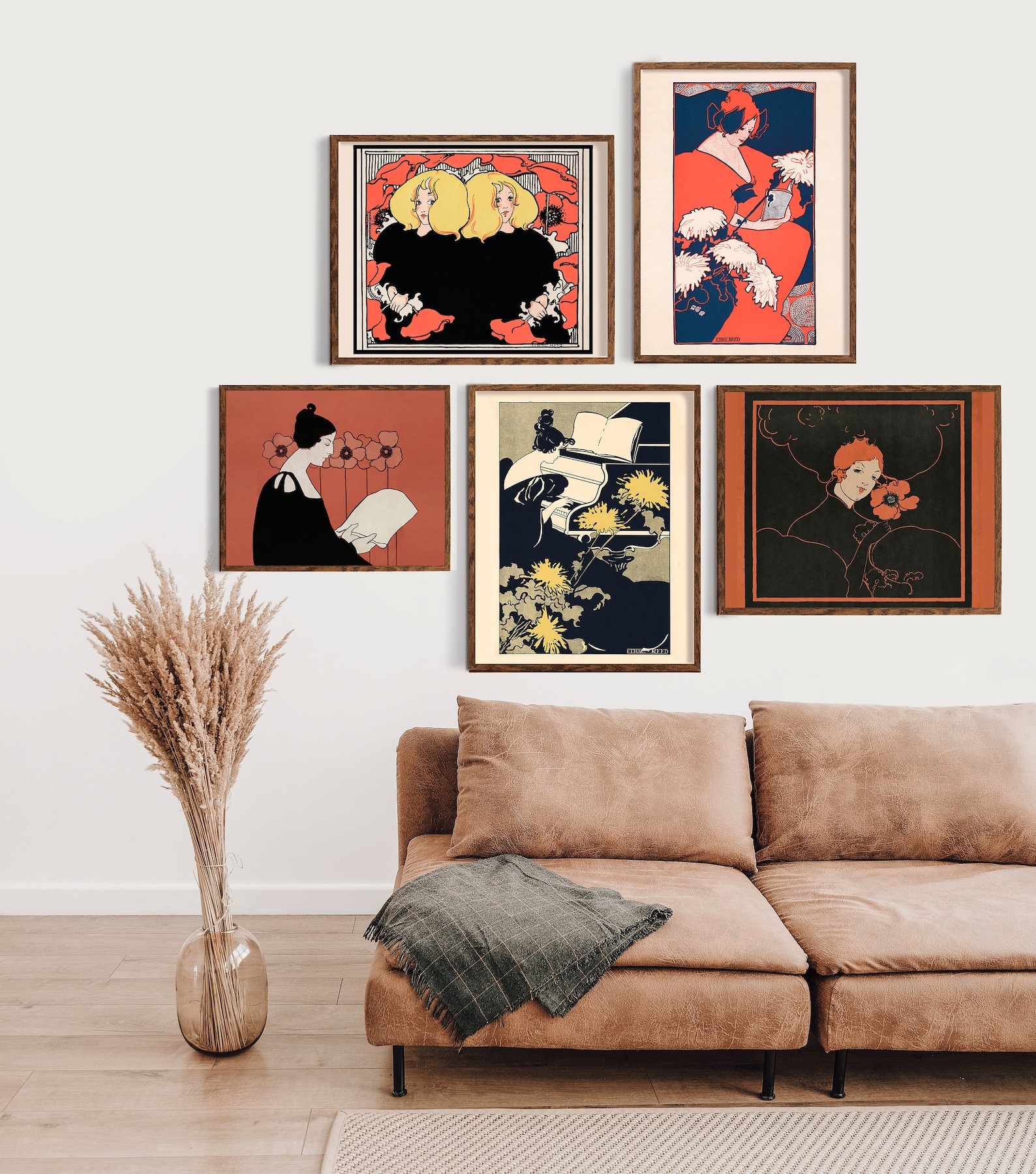 Art Nouveau Gallery Wall, Ethel Reed Graphic Prints From 1895, Full ...
