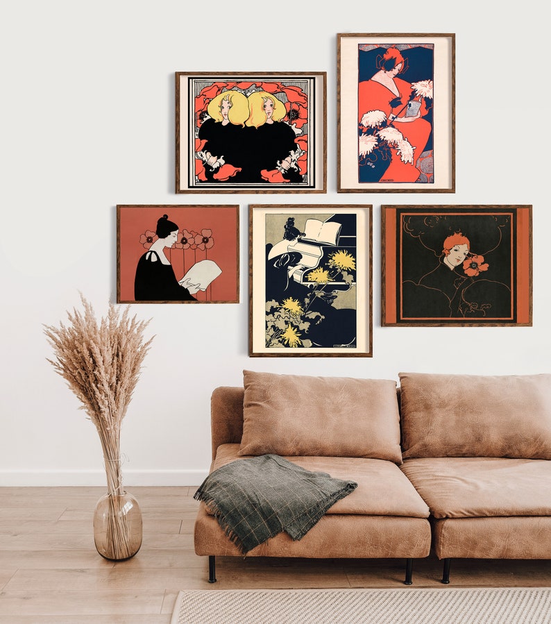 Art Nouveau Gallery Wall Ethel Reed Graphic Prints From 1895 - Etsy