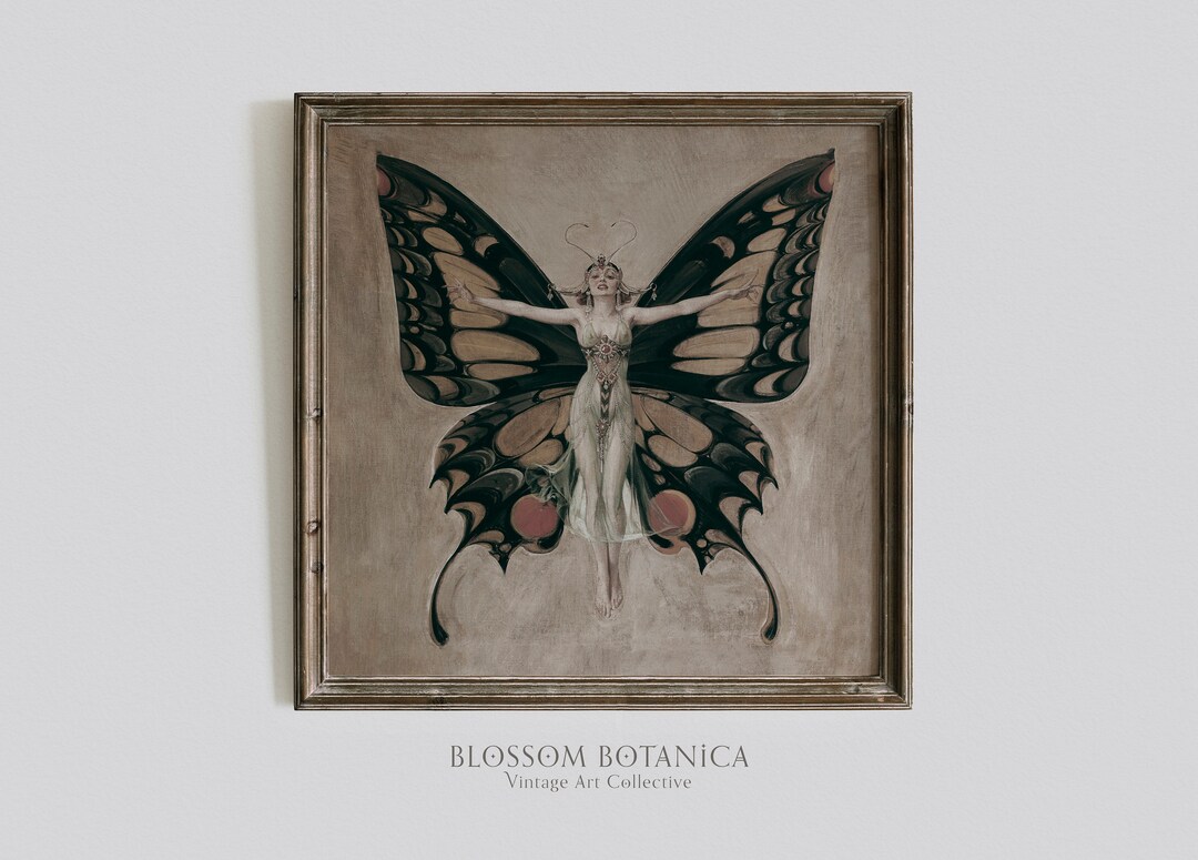 Vintage Fairy Print, 1920s Flapper Girl, Butterfly Woman, Monarch ...