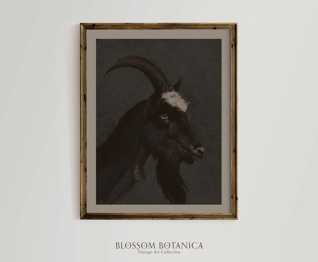 Black Goat Art Print, Halloween Art, Dark Cottagecore, Victorian Art ...