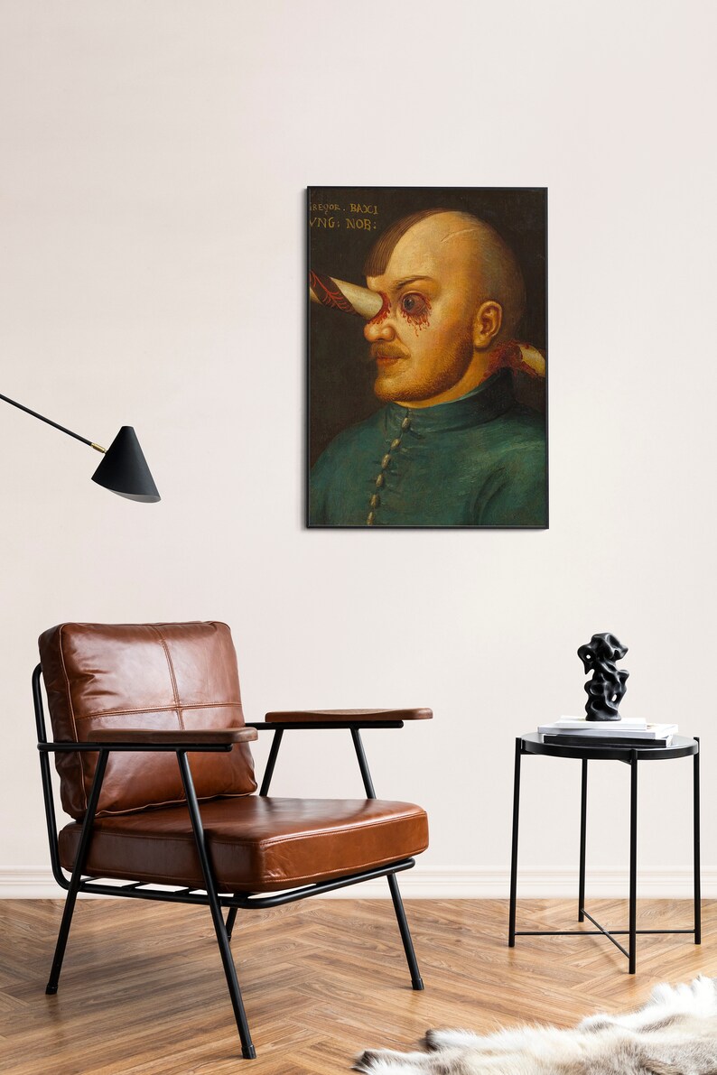 Punctured Face 1500s Oil Painting Gregor Baci Surrealist - Etsy Israel