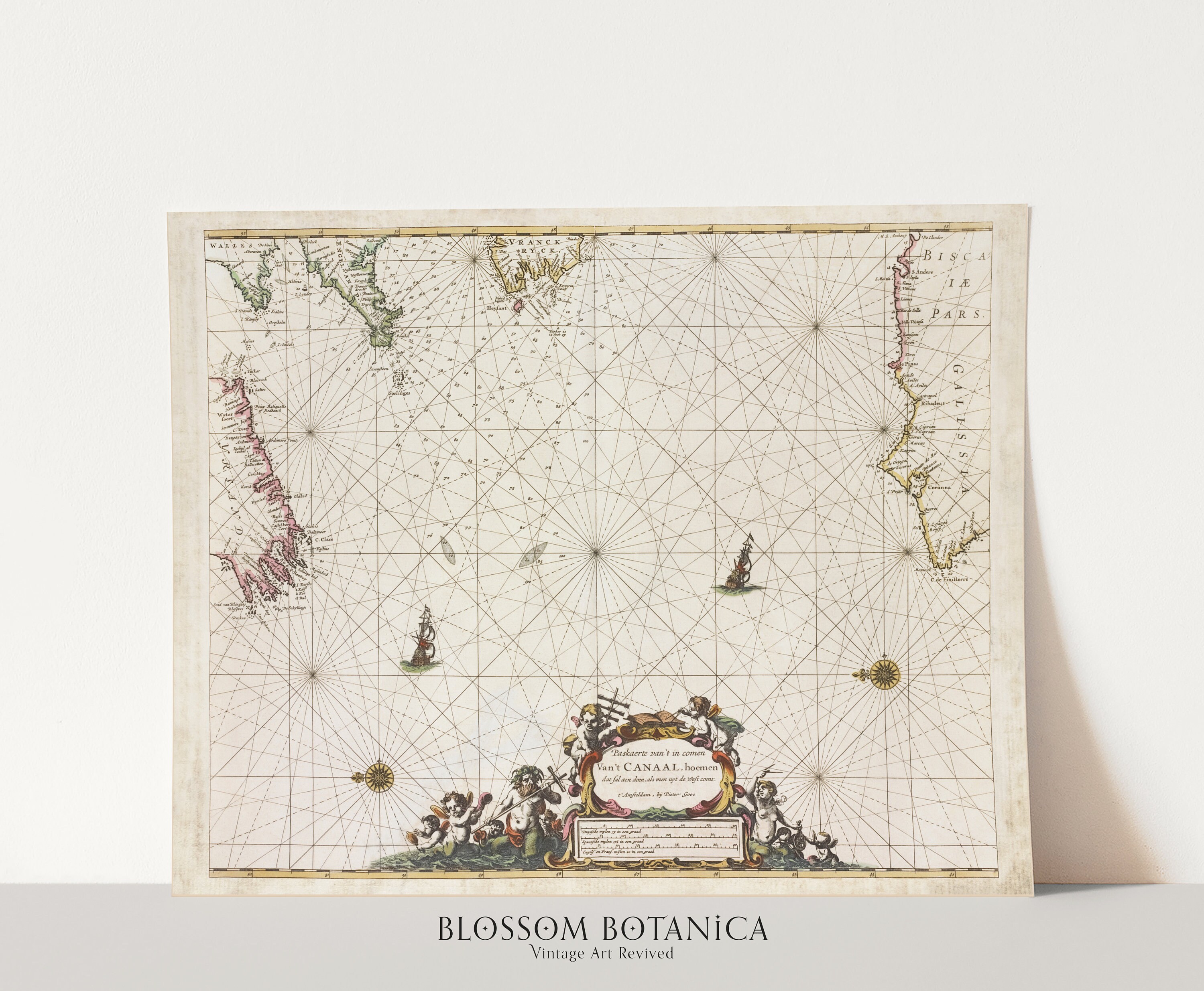 Vintage Sailing Map From 17th Century World Map Giclee | Etsy