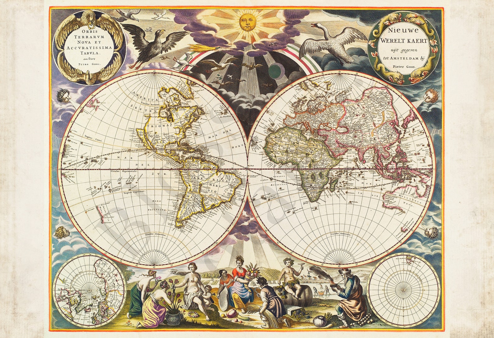 Vintage World Map From 19th Century Giclee Print Samuel - Etsy