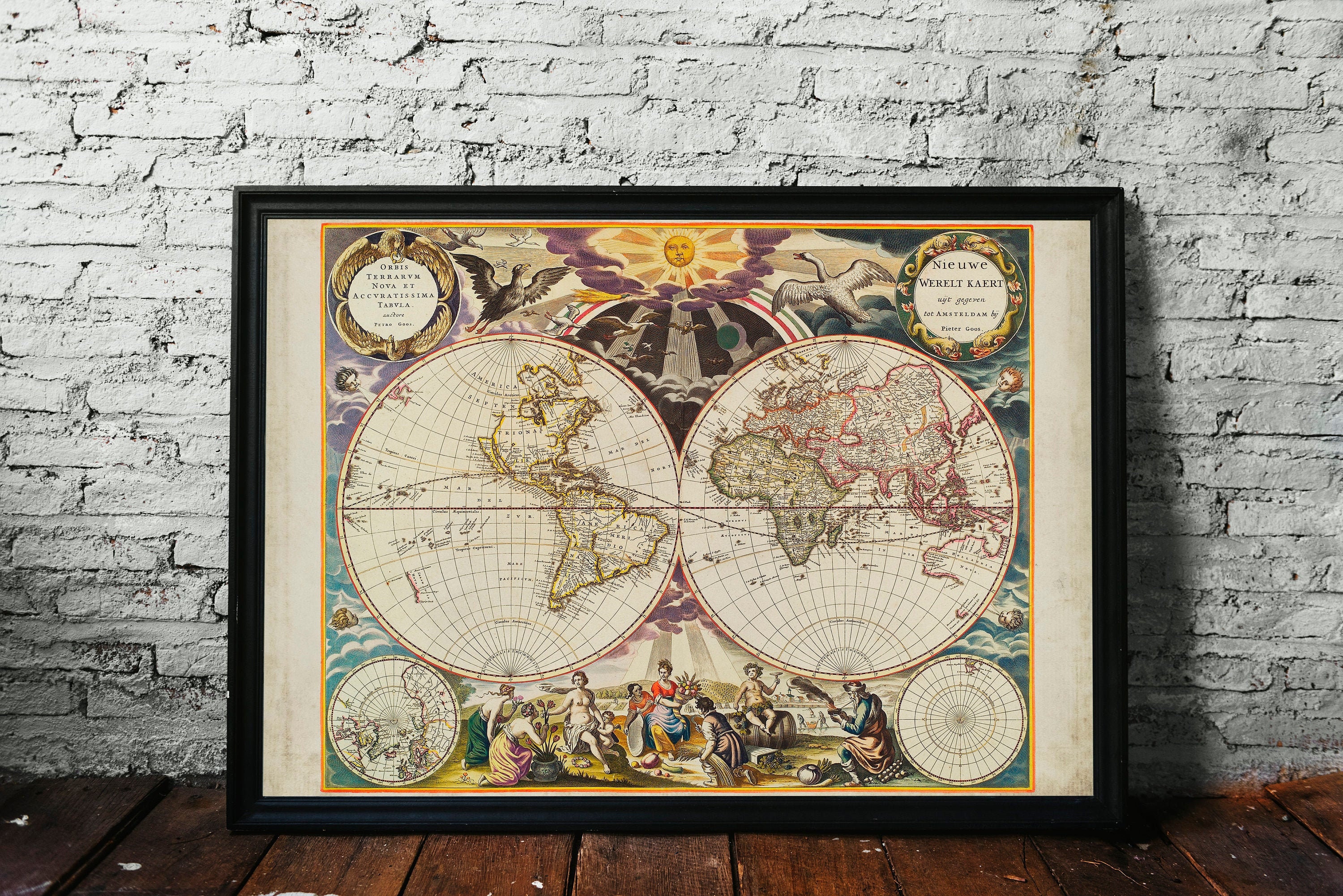 Vintage World Map From 19th Century Giclee Print Samuel - Etsy