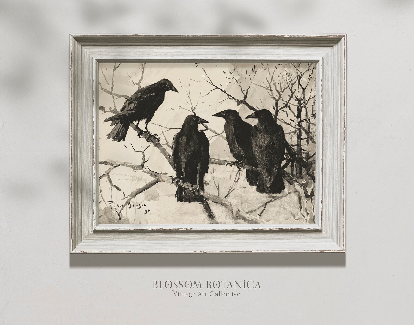 Edgar Allen Poe Ravens, Gothic Raven Art Print, Dark Academia Aesthetic ...