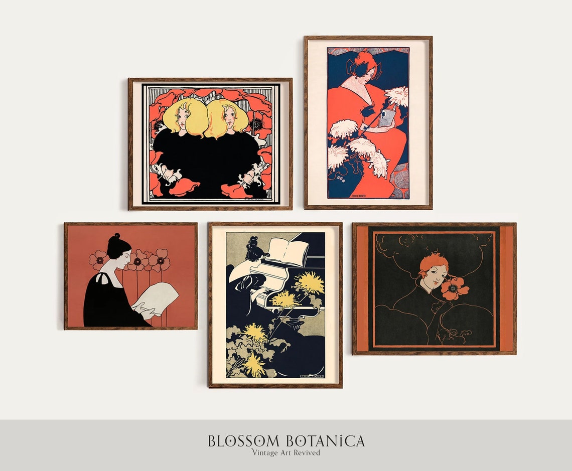 Art Nouveau Gallery Wall Ethel Reed Graphic Prints From 1895 - Etsy