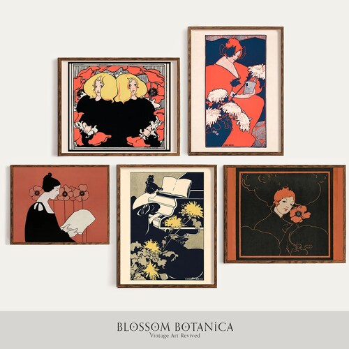 Art Nouveau Gallery Wall Ethel Reed Graphic Prints From 1895 - Etsy