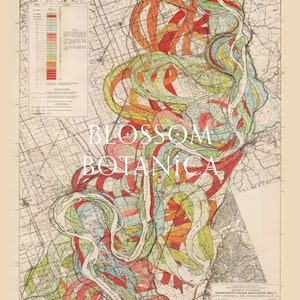 Vintage Mississippi River Map, Harold Fisk Map, Colorful Map, Antique ...