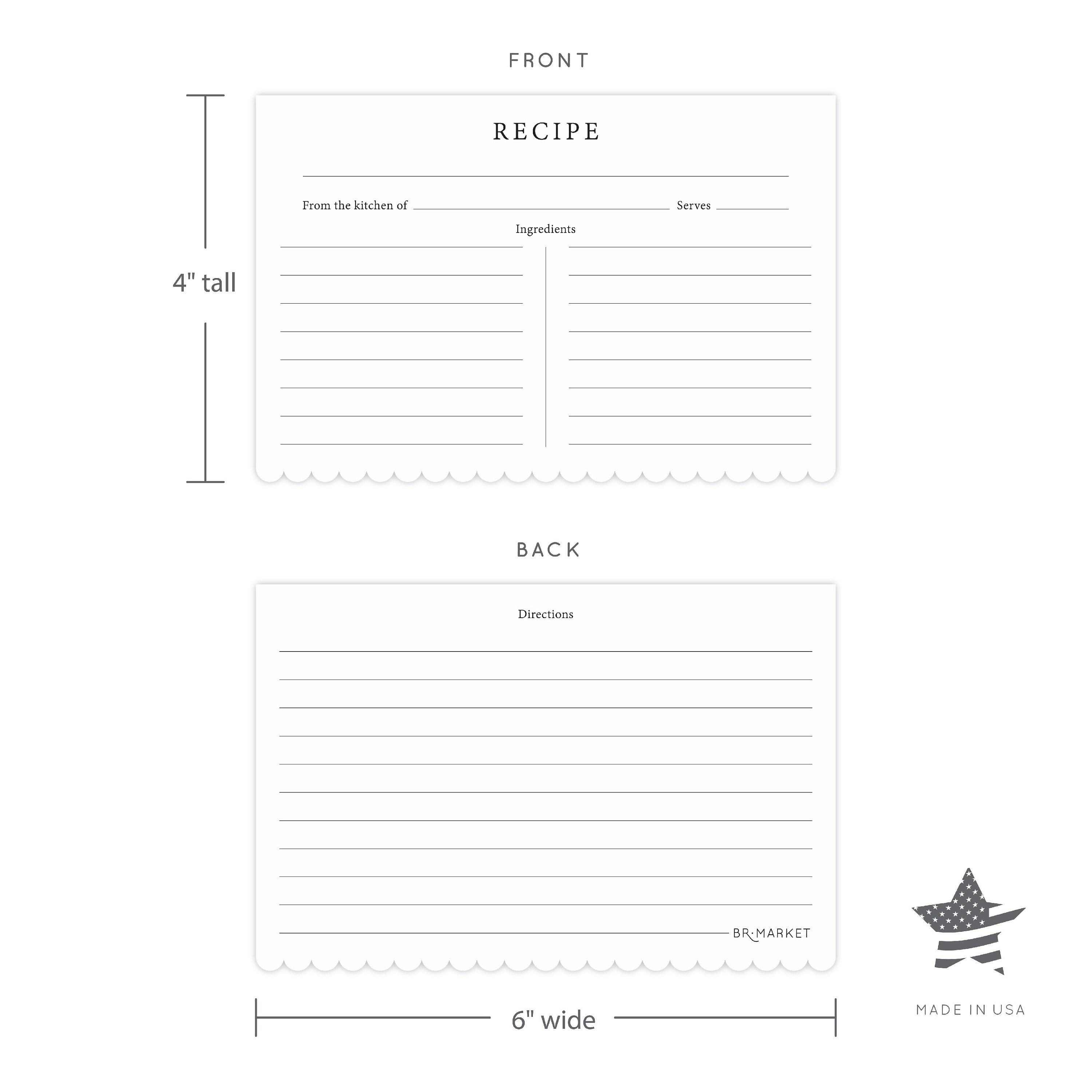 Scallop Edged Recipe Cards - Etsy
