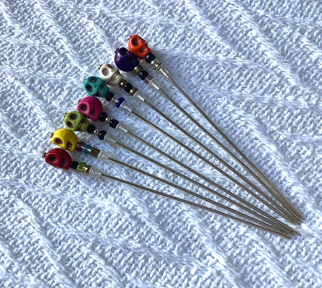8 Skull Counting Pins for Cross Stitch, Stick Pins, Hat Pins, Cross ...