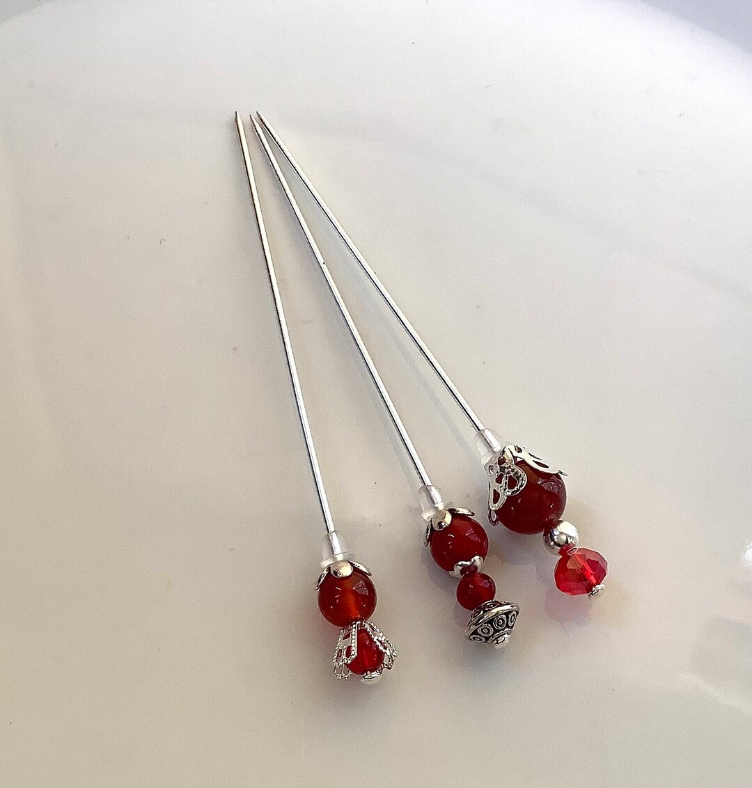 3 Red Counting Pins for Cross Stitch, Stick Pins, Hat Pins, Cross ...