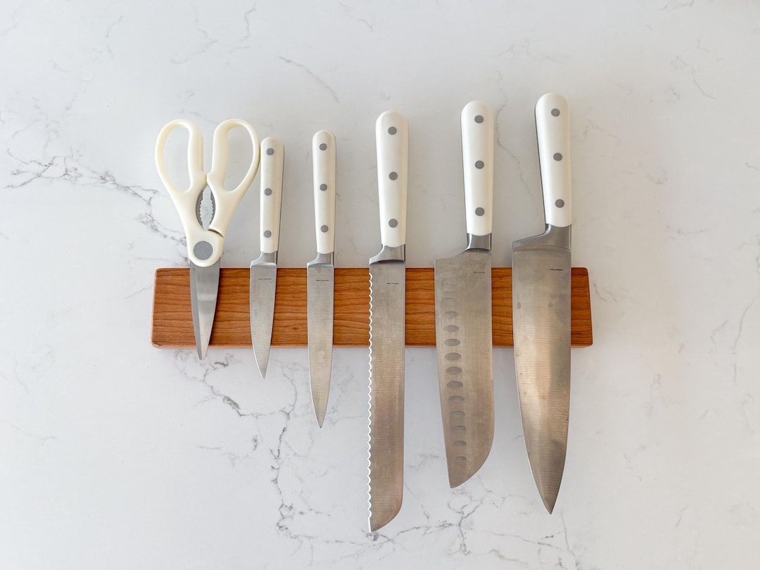 Hardwood Knife Magnet Holder: Wall Mounted Kitchen Storage - Etsy