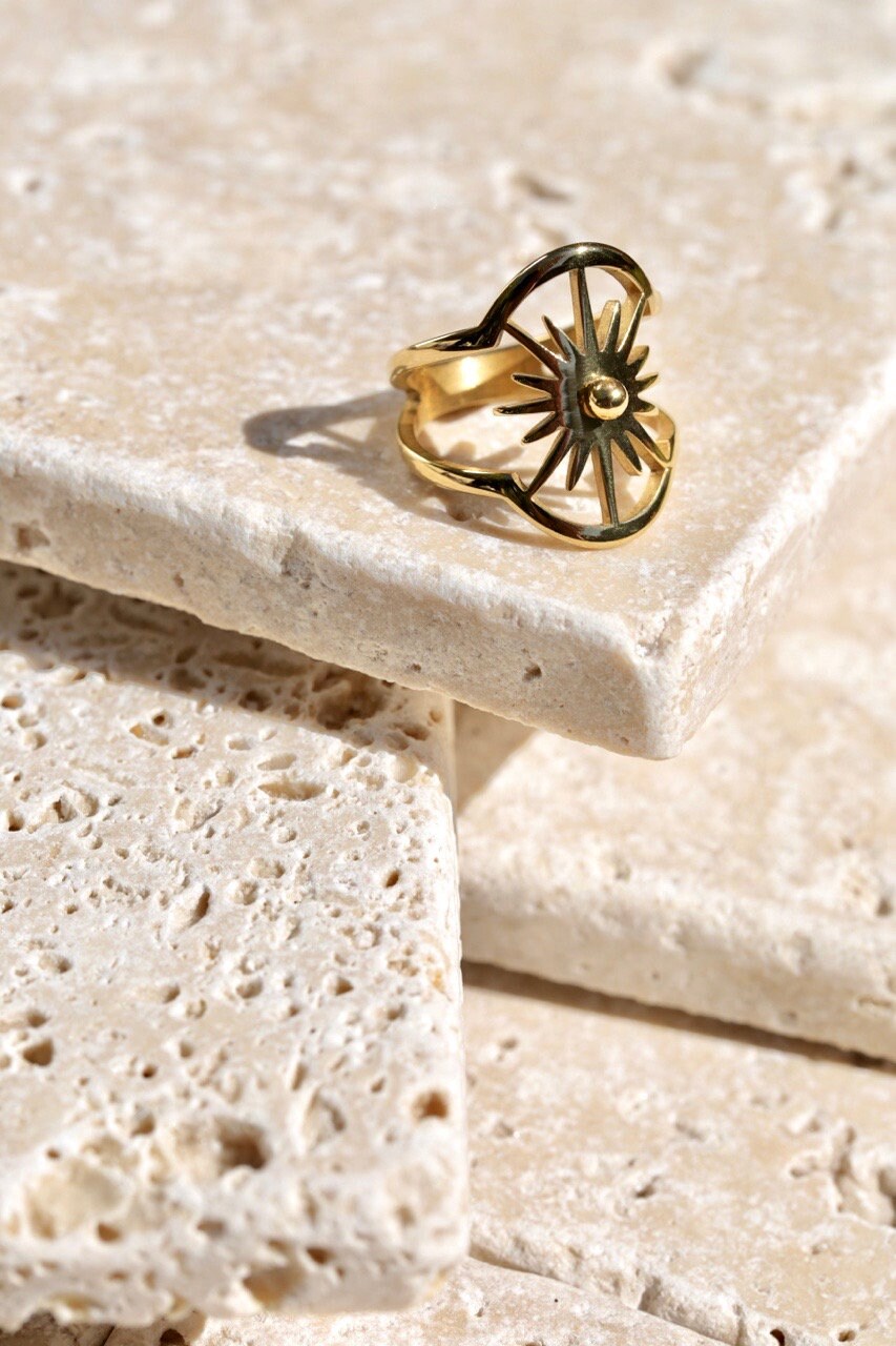 Gold Sun Ring, Sunburst Ring, Celestial Ring, Statement Ring, ISOBEL ...