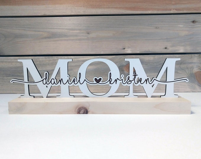 Mother's Day Gift / Wood Mom Sign / Personalized Family Name & Mom Gift ...