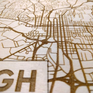 Raleigh Wood City Map / NC Engraved Wooden Map - NCSU / NC State Gift ...