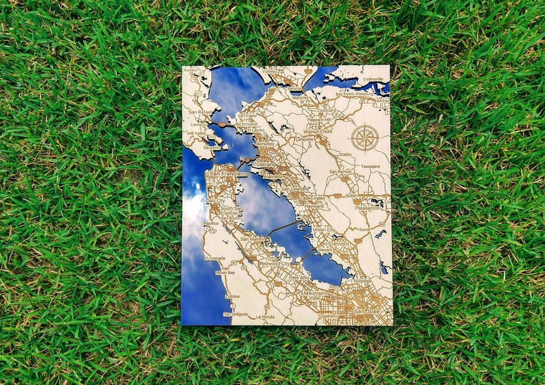 Bay Area 3D Wood & Acrylic Map Modern Minimalist Wooden San - Etsy