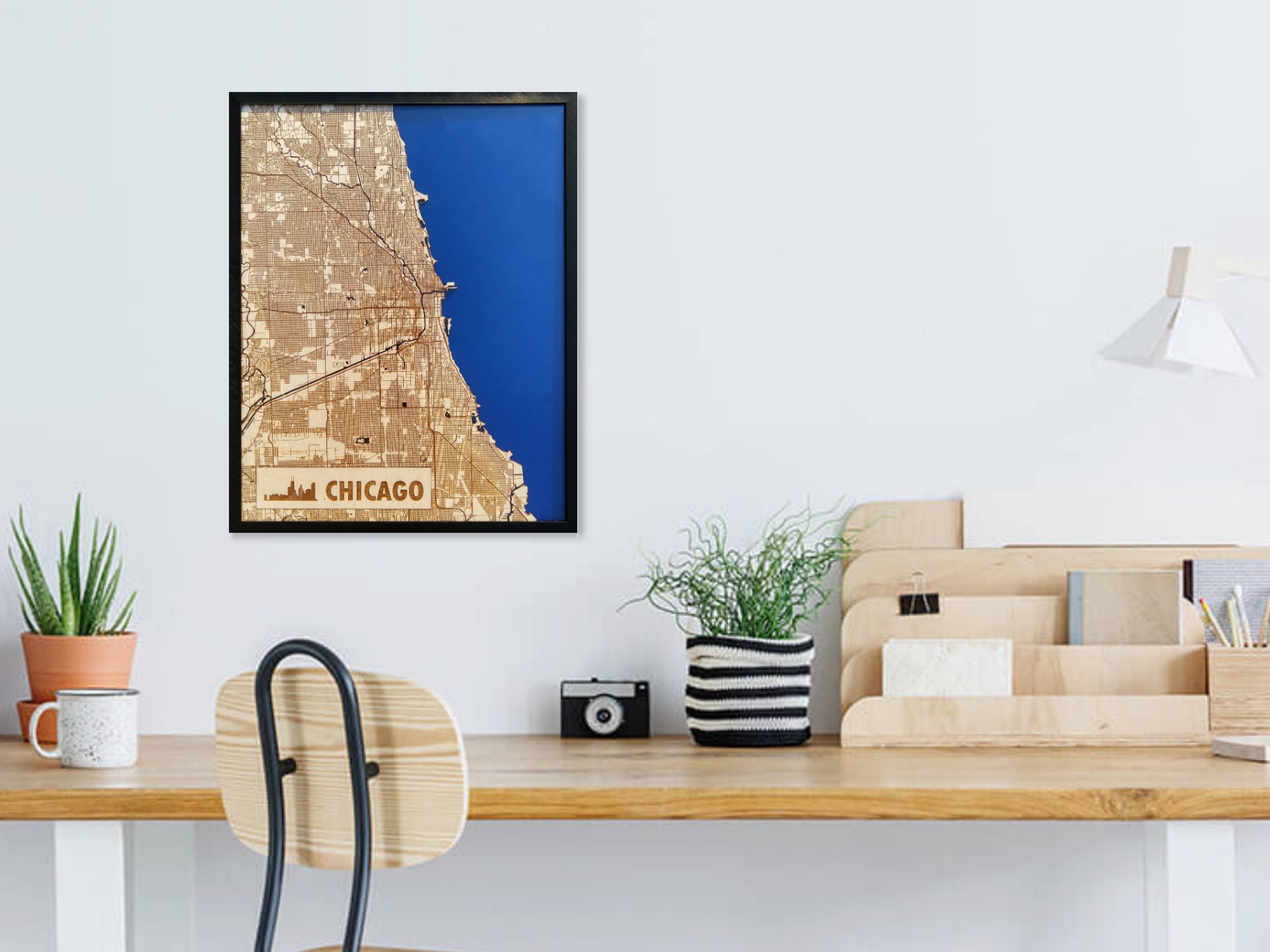 Chicago 3D Wood & Acrylic City Streets Map Modern Minimalist | Etsy