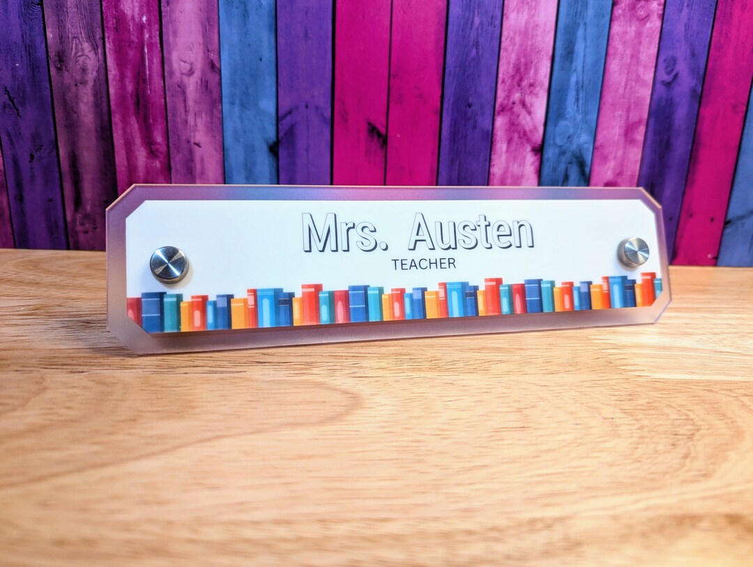 Personalized Teacher Desk Name Plate: Custom Acrylic Sign (8.5x2.25 ...