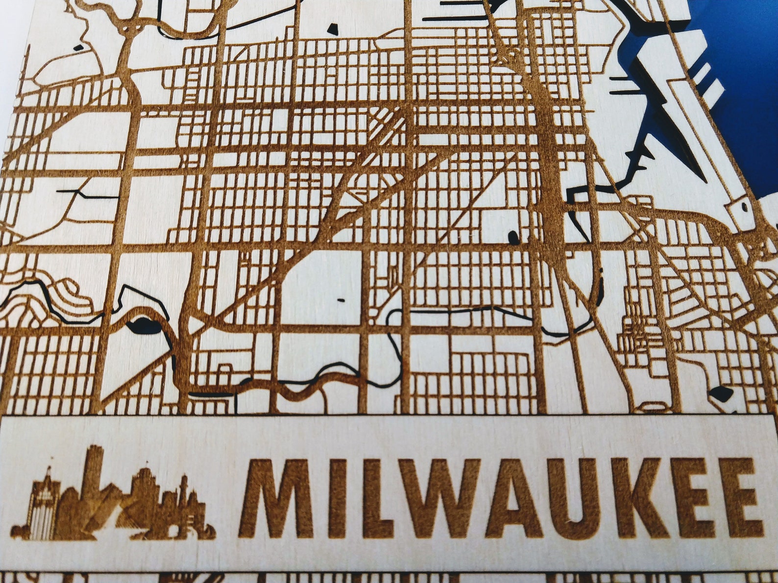Milwaukee 3D Wood & Acrylic City Streets Map - Modern Minimalist Wooden ...