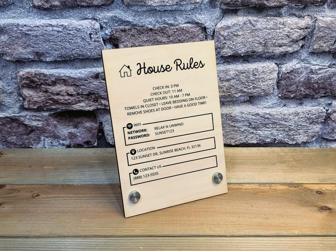 Custom Wood House Rules and Information 5x7 Sign - Etsy