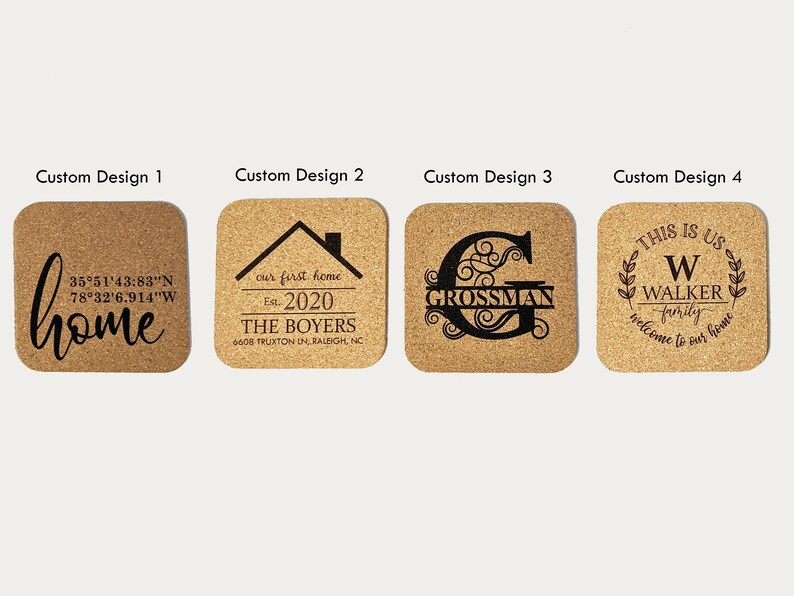 Personalized Cork Coasters for Housewarming, Wedding, Engagement and ...