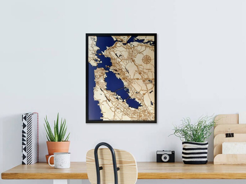 Bay Area 3D Wood & Acrylic Map Modern Minimalist Wooden San - Etsy