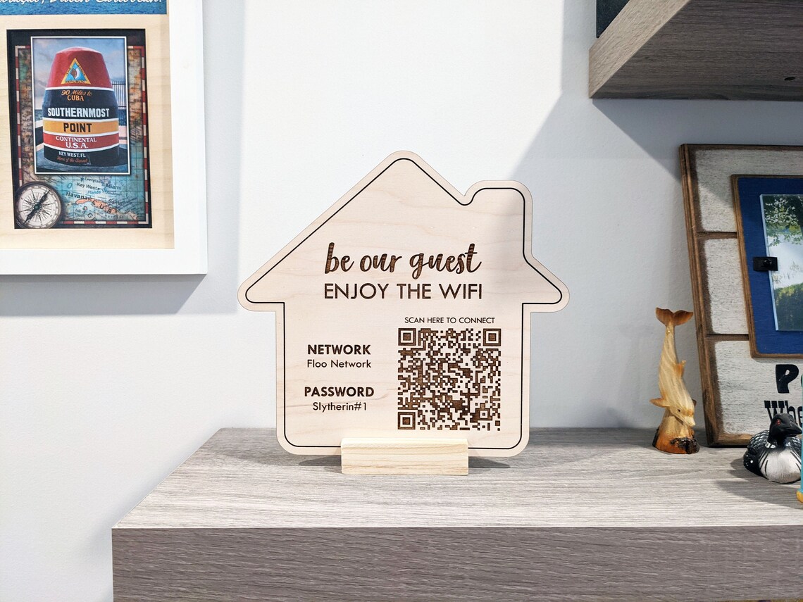 WOOD Wifi Password Sign / Personalized QR Code Wifi Network - Etsy