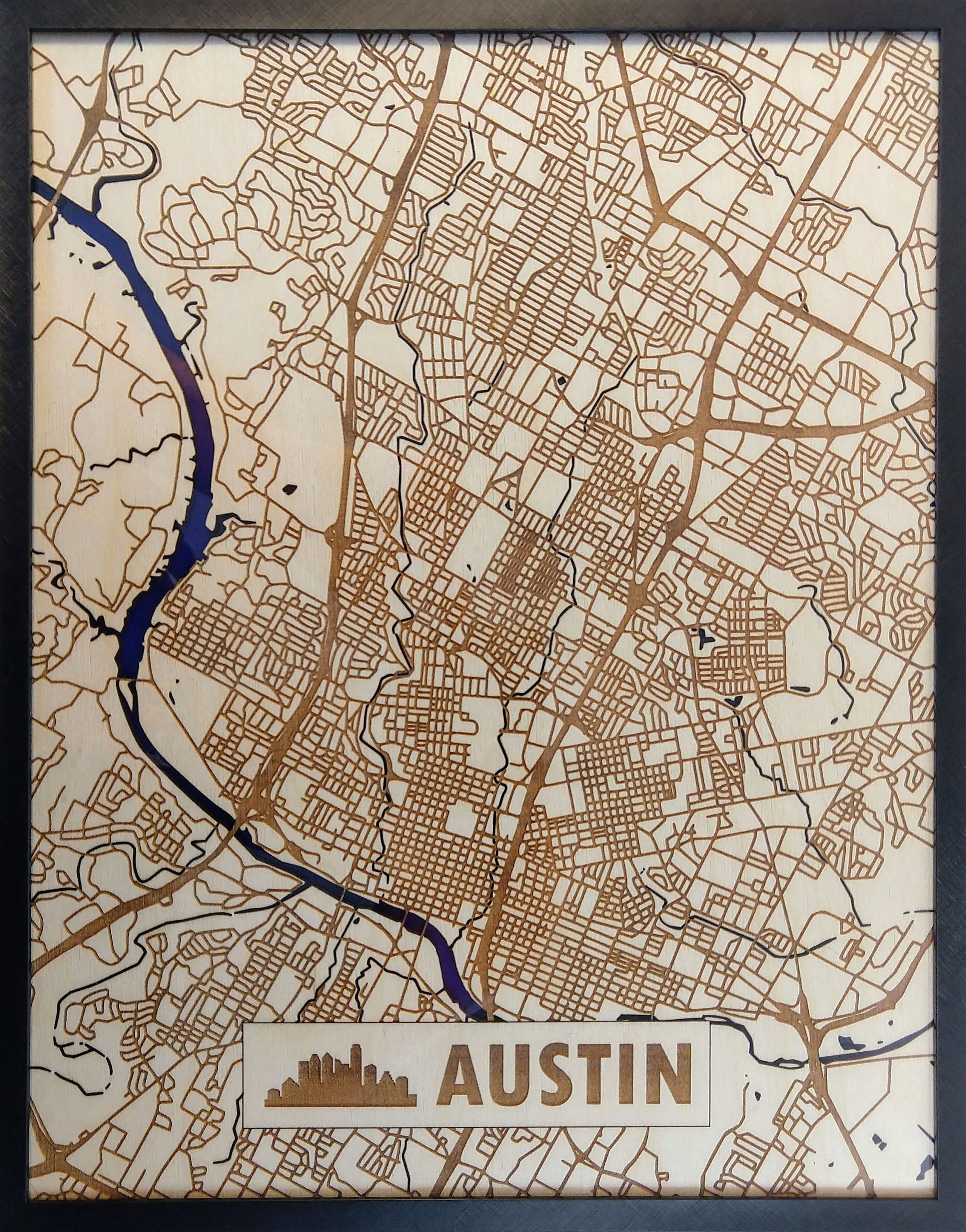 Austin 3D Wooden Map - Modern Minimalist Wood & Acrylic TX 11x14 Wall ...