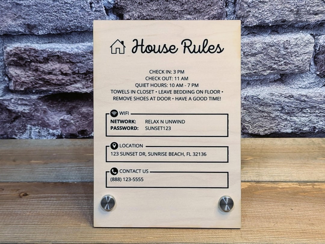 Custom Wood House Rules and Information 5x7 Sign - Etsy