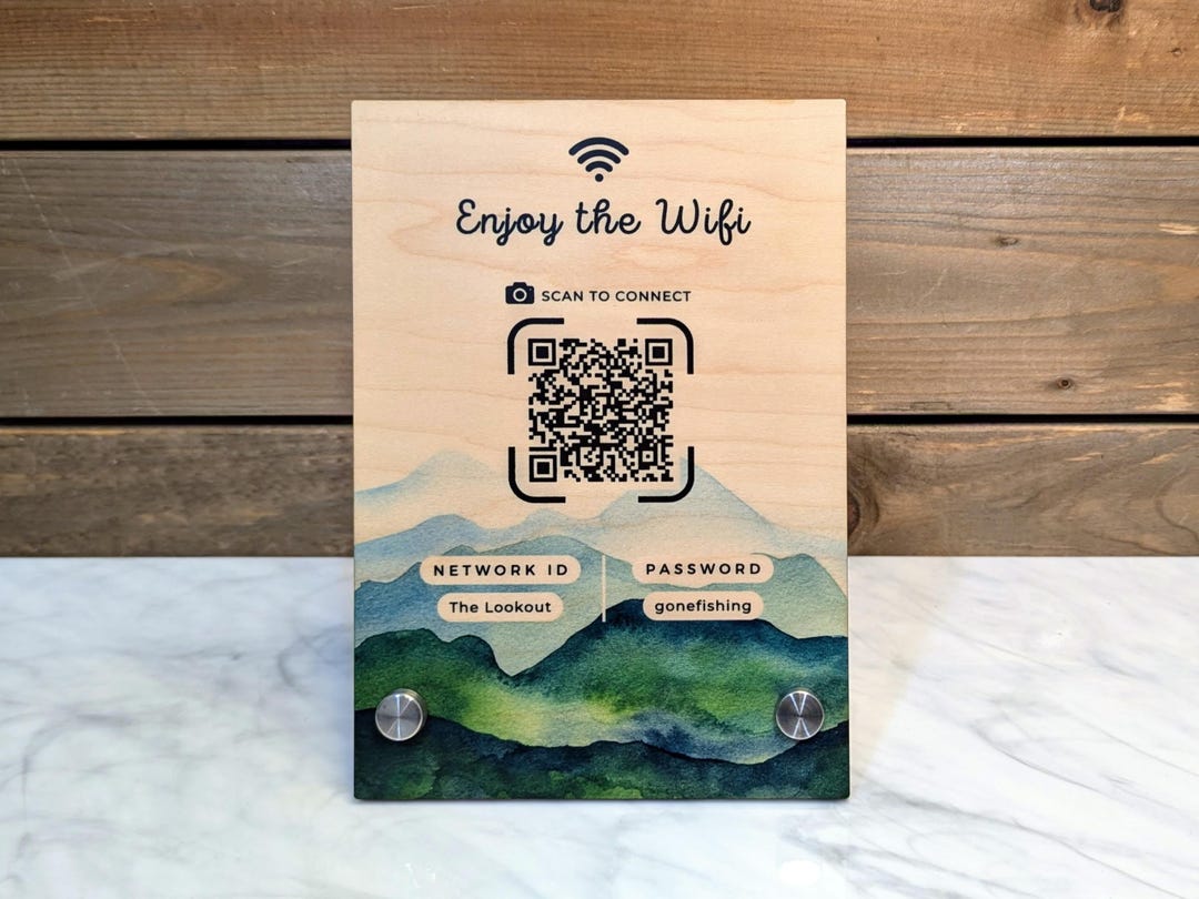 Rustic Wood Wifi QR Code Sign – Airbnb, Mountain or Cabin Guest Decor ...