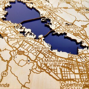 Bay Area 3D Wood & Acrylic Map Modern Minimalist Wooden San Francisco ...