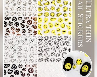 Dripping Smiley Face Nails - Etsy