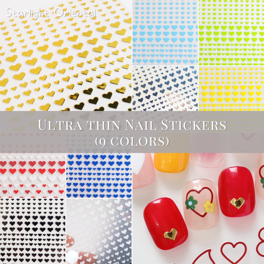 Dainty Heart Nail Decal, Small Hearts Nail Sticker, Delicate Nail Art ...