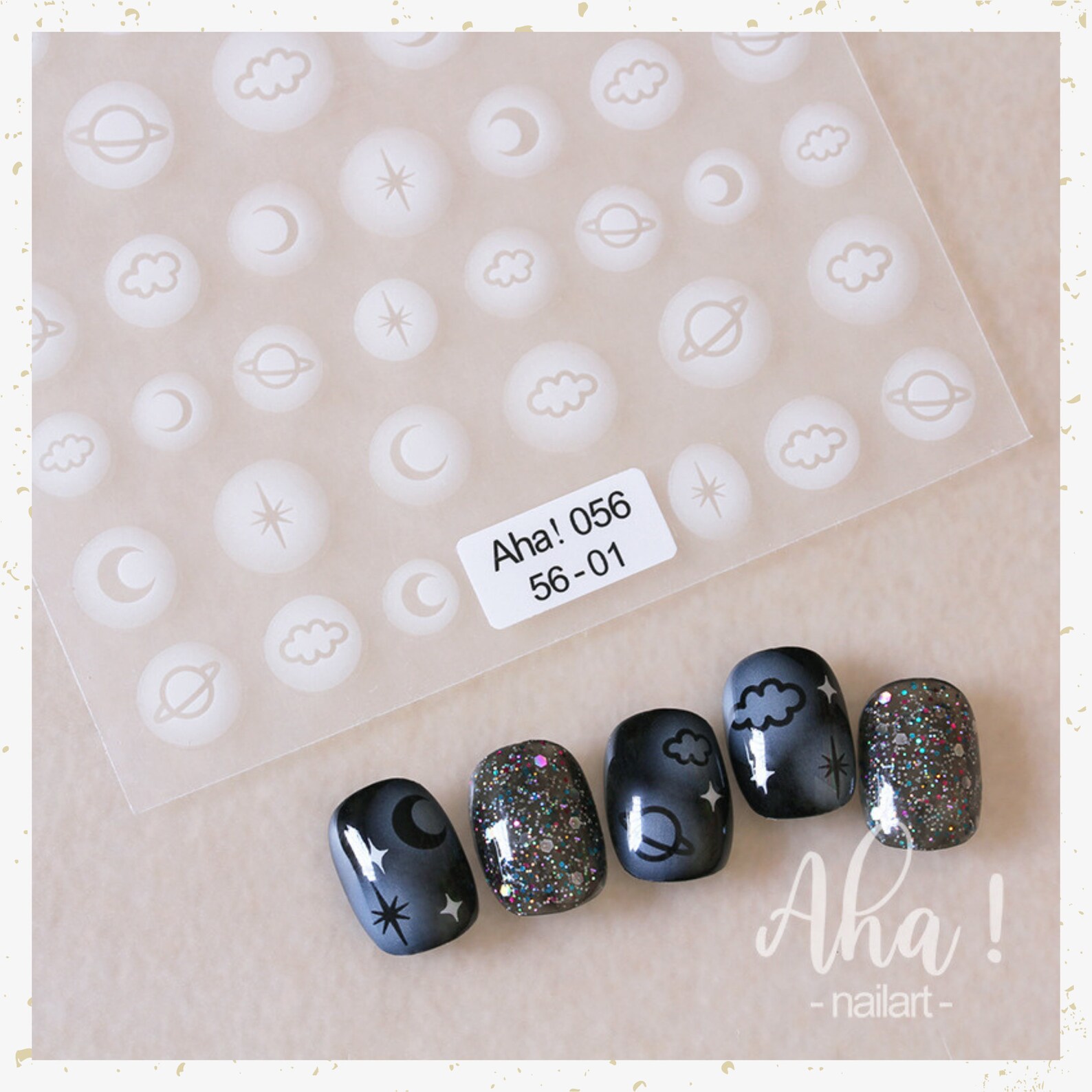 Negative Space Outline Nail Decal Heart Star Moon Planets - Etsy