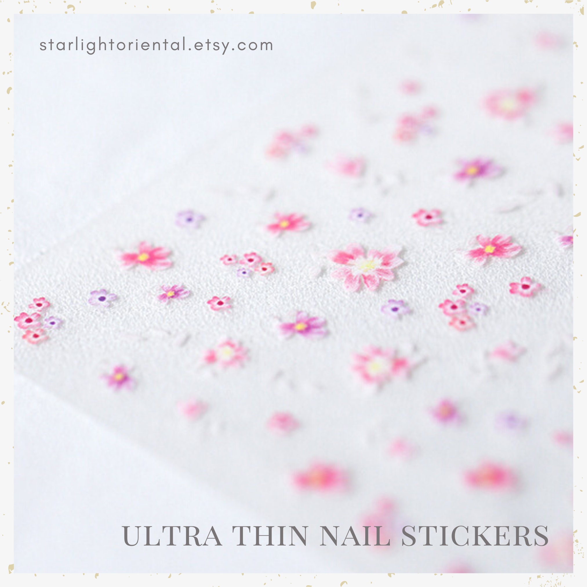 Pink Flower Nail Sticker Pink Floral Nail Decal Sticker - Etsy