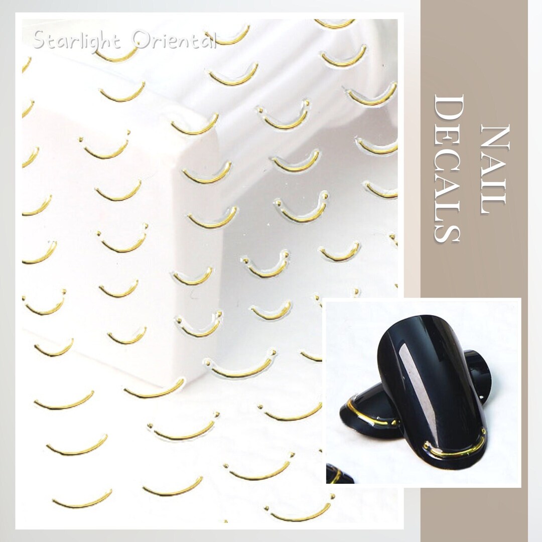 Gold Smile Arch Nail Decal, French Line Arc Shape Nail Sticker, Lunula ...