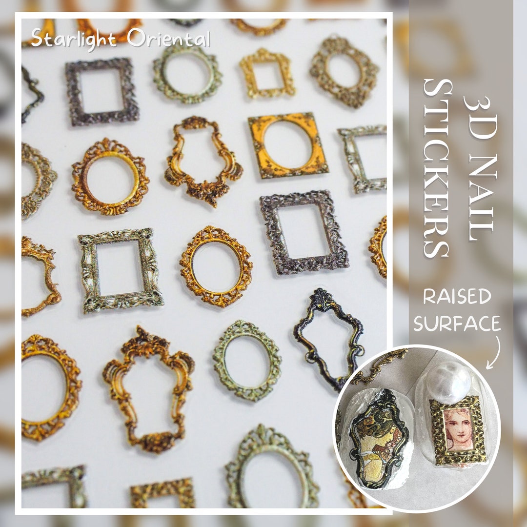 Vintage Photo Frame Nail Decal, Frame Nail Sticker, Nail Art Sticker ...