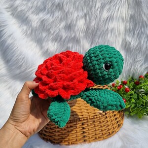 Crochet Rose Turtle, Rose Turtle Plush, Rose Turtle Stuffed Animal ...