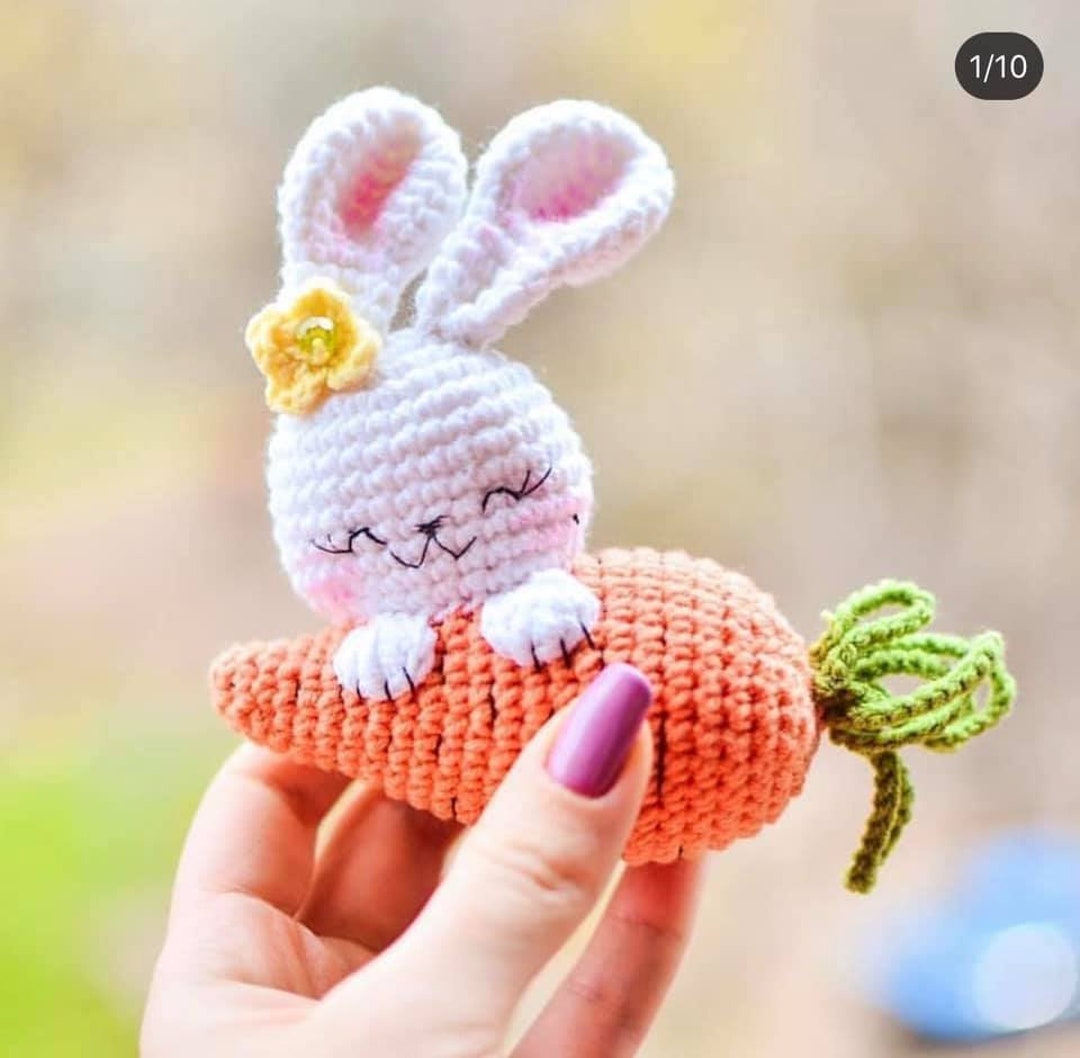 Crochet Bunny Rabbit and Carrot Doll, Handmade Bunny Rabbit, Amigurumi ...
