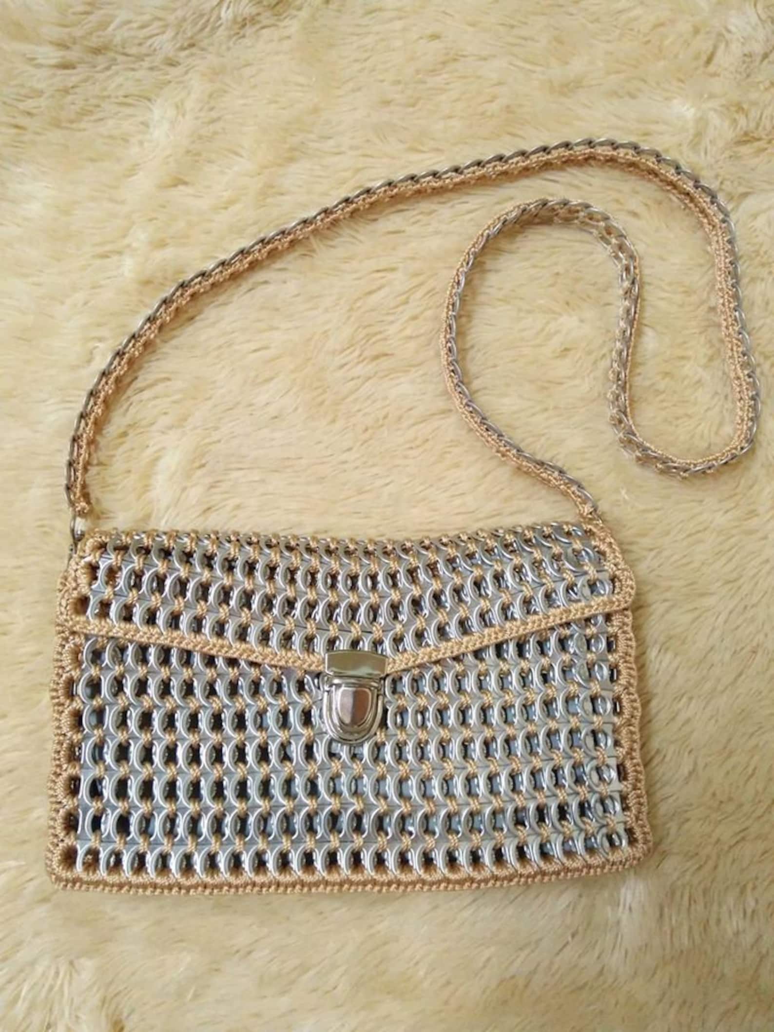 Recycled Aluminum Pull Tab Bag, Handmade Crochet Crossbody Bag, Purse ...