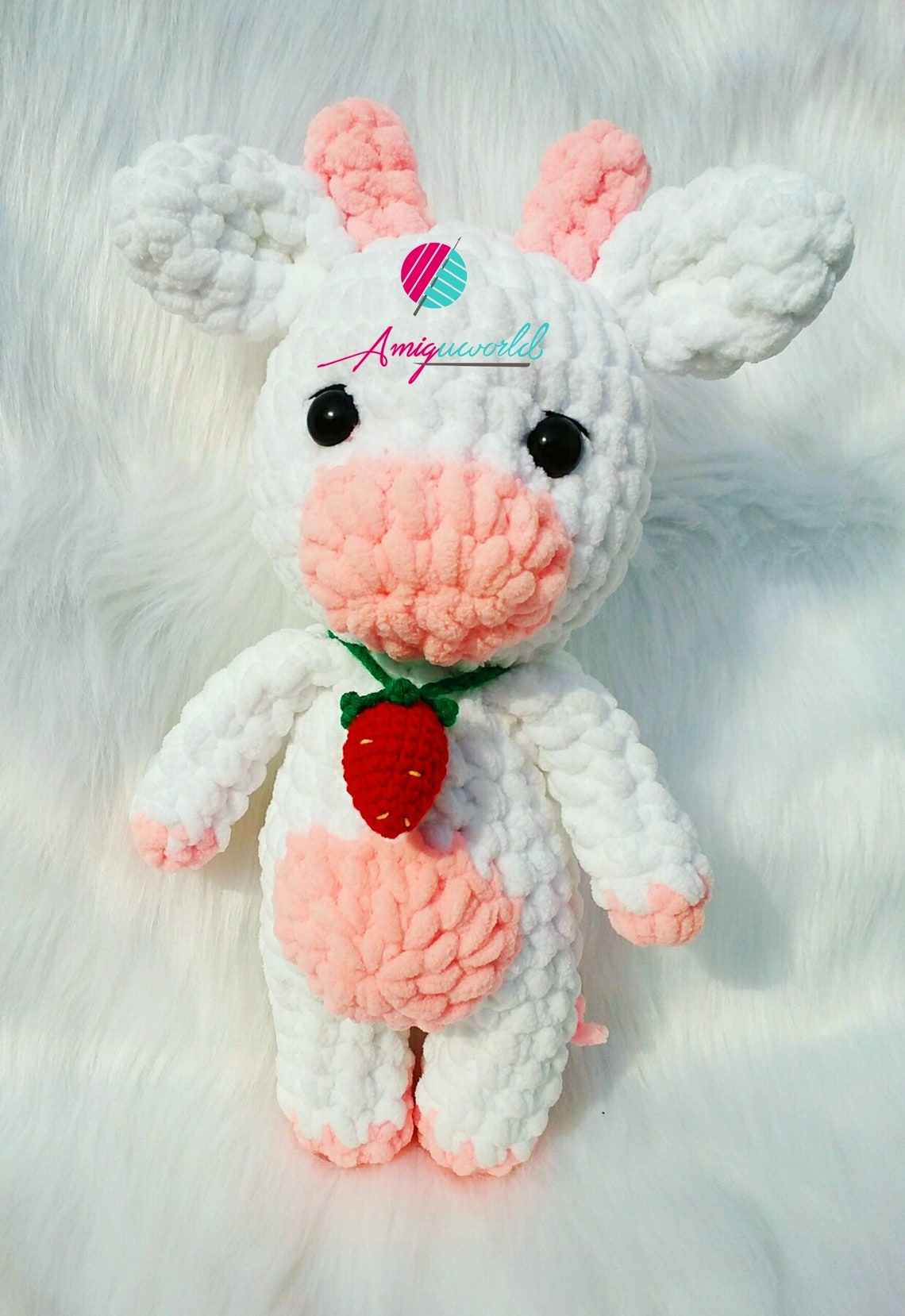 Strawberry Cow Crochet, Strawberry Cow Doll, Stuffed Strawberry Cow ...
