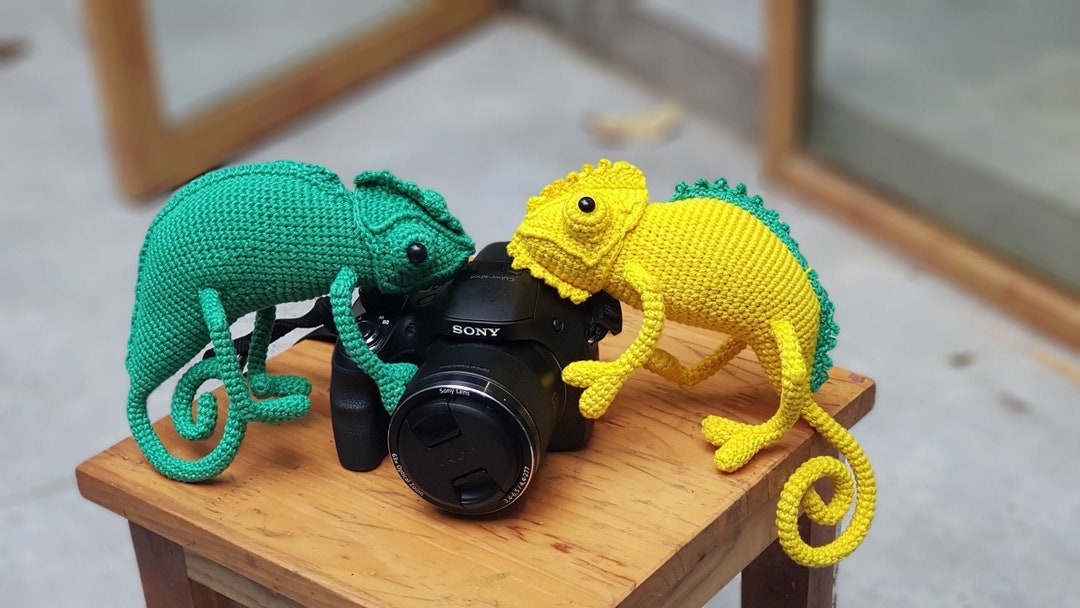 Crochet Chameleon Doll, Amigurumi Chameleon, Stuffed Plush Chameleon ...