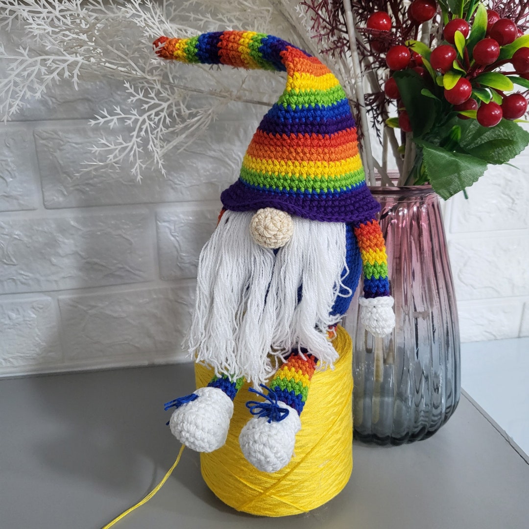 Crochet Pride Gnome, Lgbt Gnome, Rainbow Gnome, Gnome Stuffed Animal ...