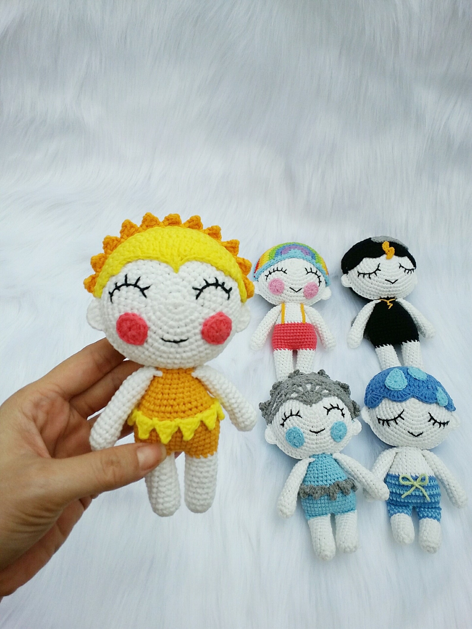 Crochet Weather Doll, Handmade Weather Doll, Crochet Rainbow Doll ...